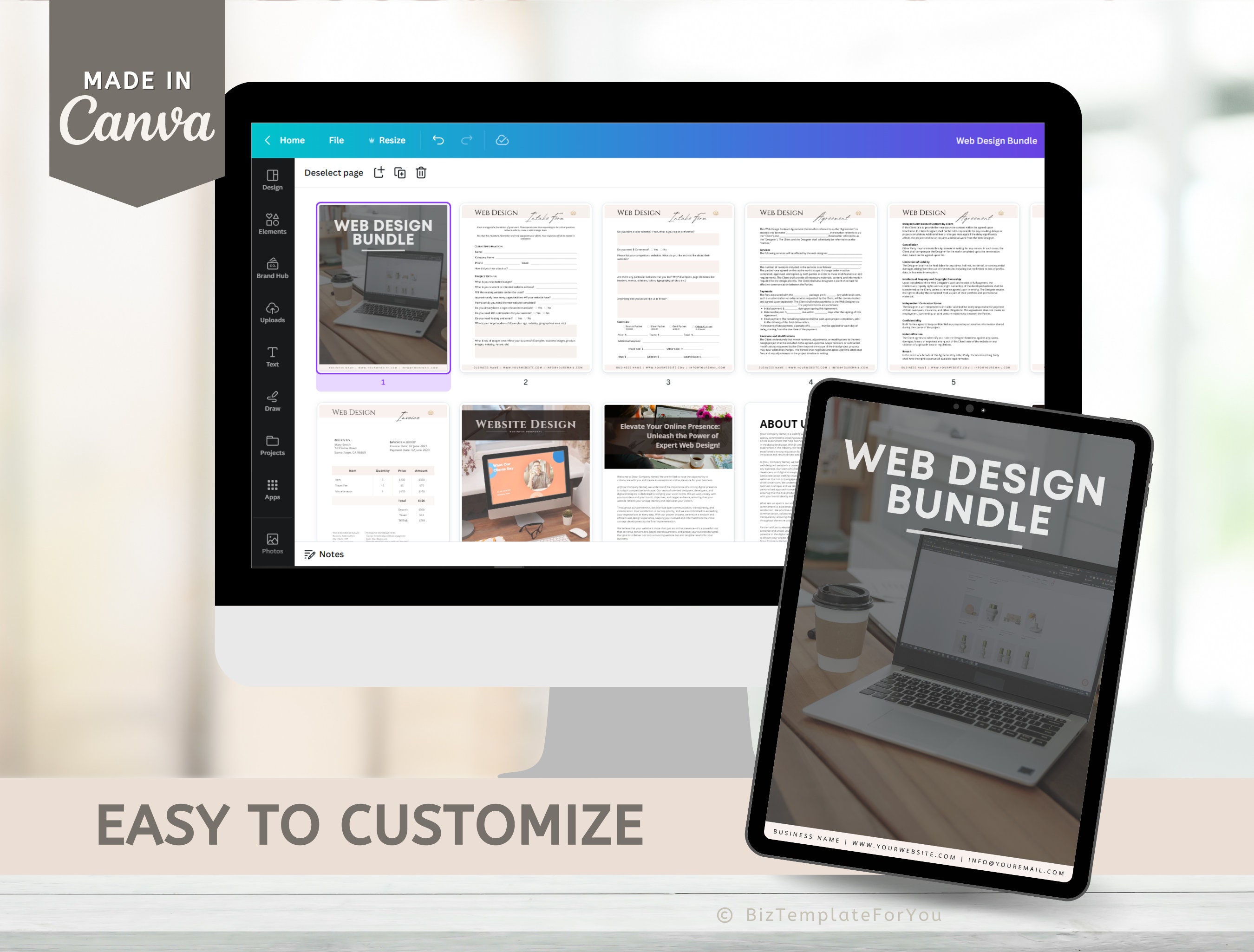 Editable Web Design Templates Bundle Freelance Website - Etsy