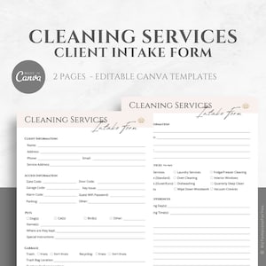 Cleaning Services Client Intake Form, Editable Residential and ...