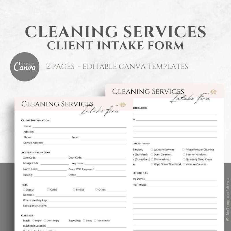 Cleaning Business Forms - Etsy