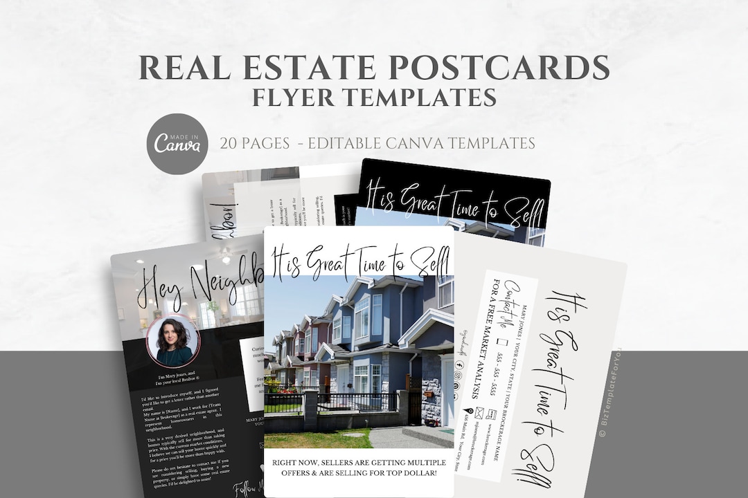 Real Estate Postcard Bundle, 20 Editable Real Estate Agent Templates ...