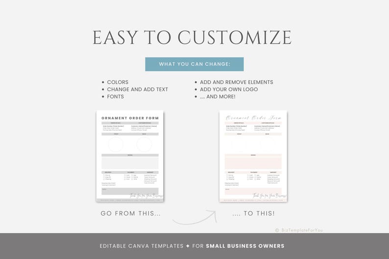 Editable Ornament Order Form Template, Printable Ornament Order Form ...