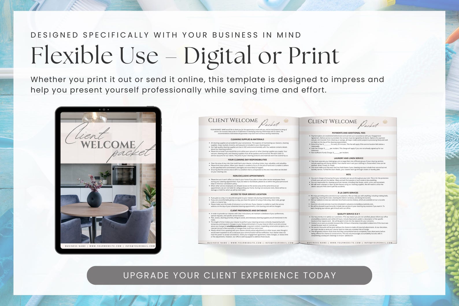 Cleaning Services Client Welcome Packet, Editable Client Onboarding ...