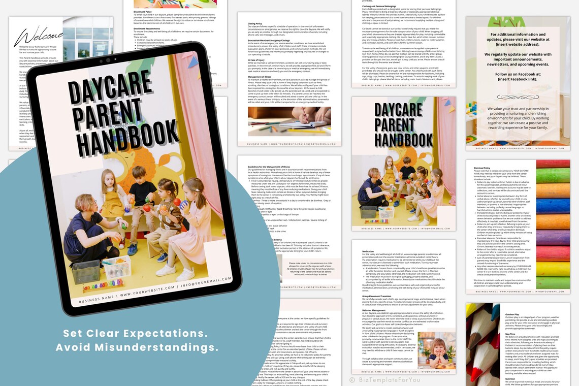 Editable Daycare Parent Handbook Template, Home Daycare Policies ...