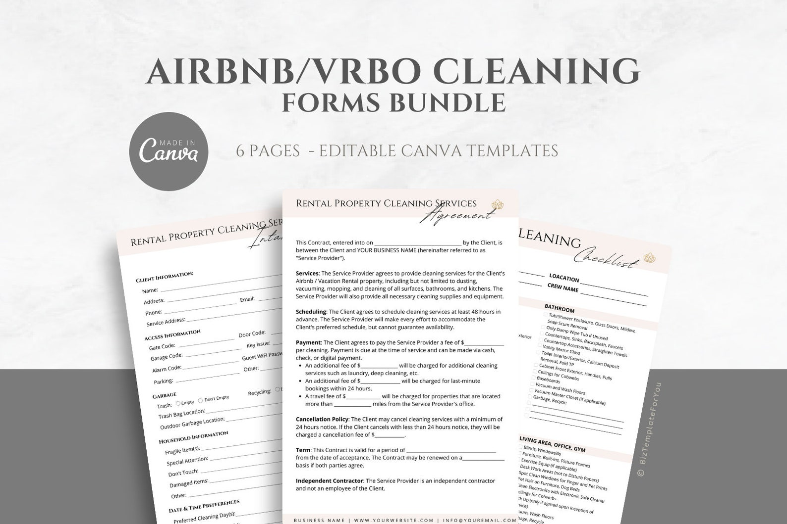 Airbnb / VRBO Cleaning Services Contract Bundle, Cleaning Business ...