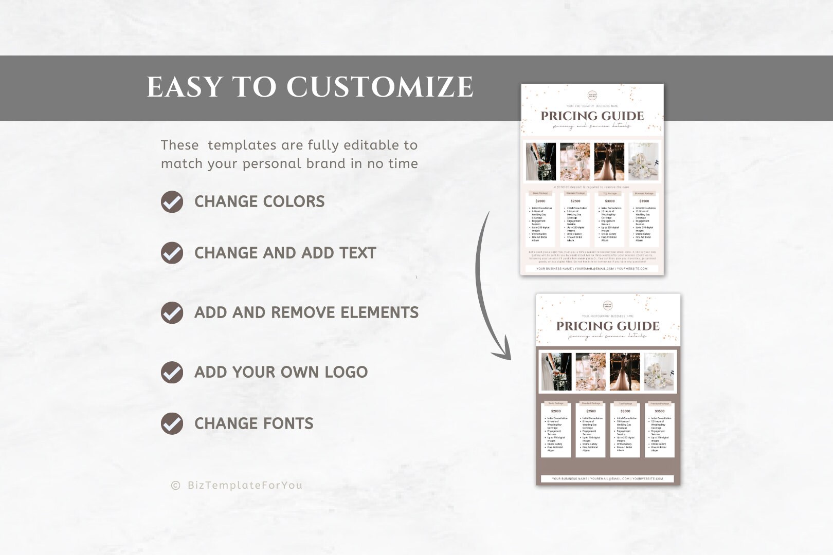 Editable Wedding Photography Pricing List, Editable Pricing Guide ...