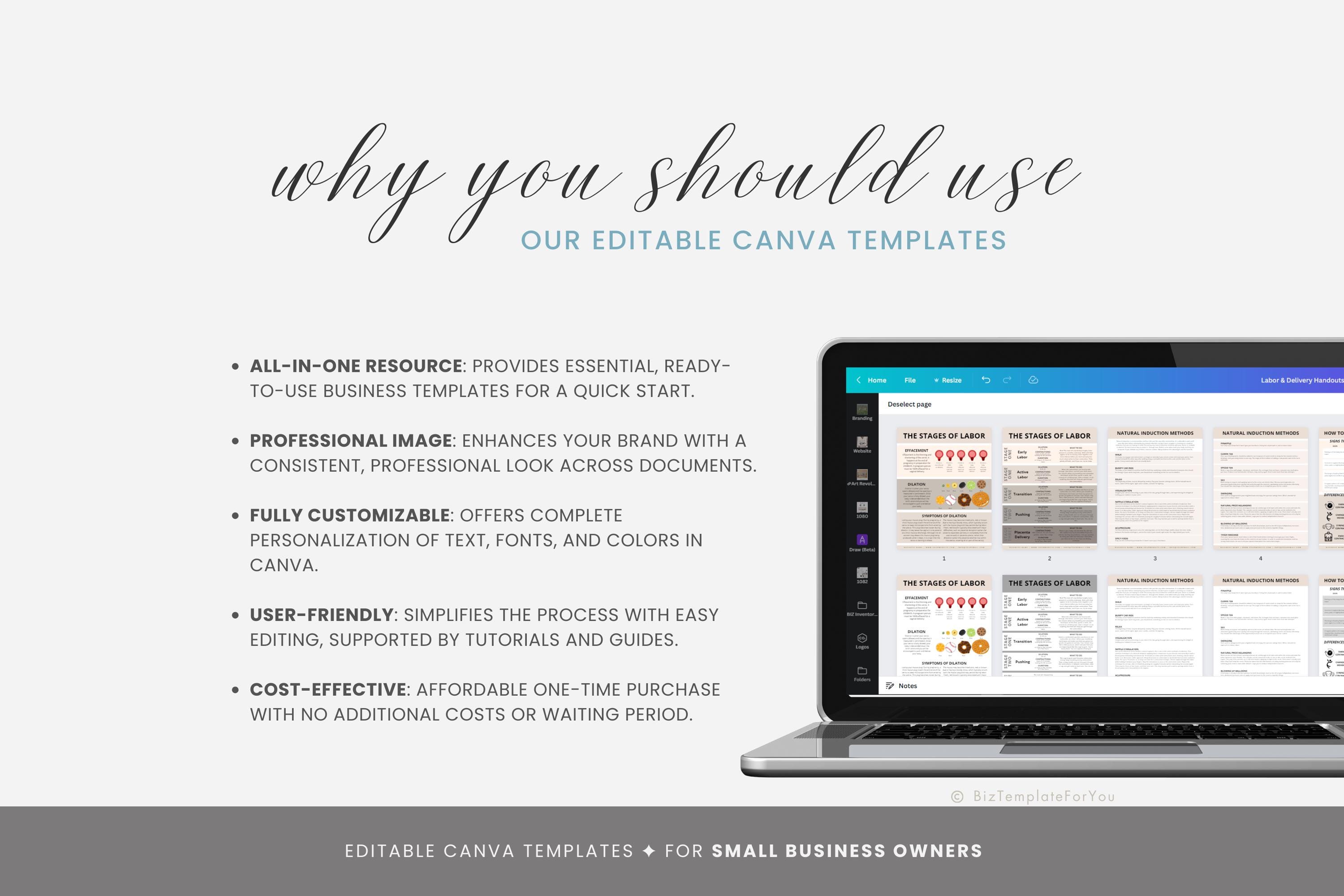 Editable Labor & Delivery Handout Templates, Doula Handouts, Birth ...