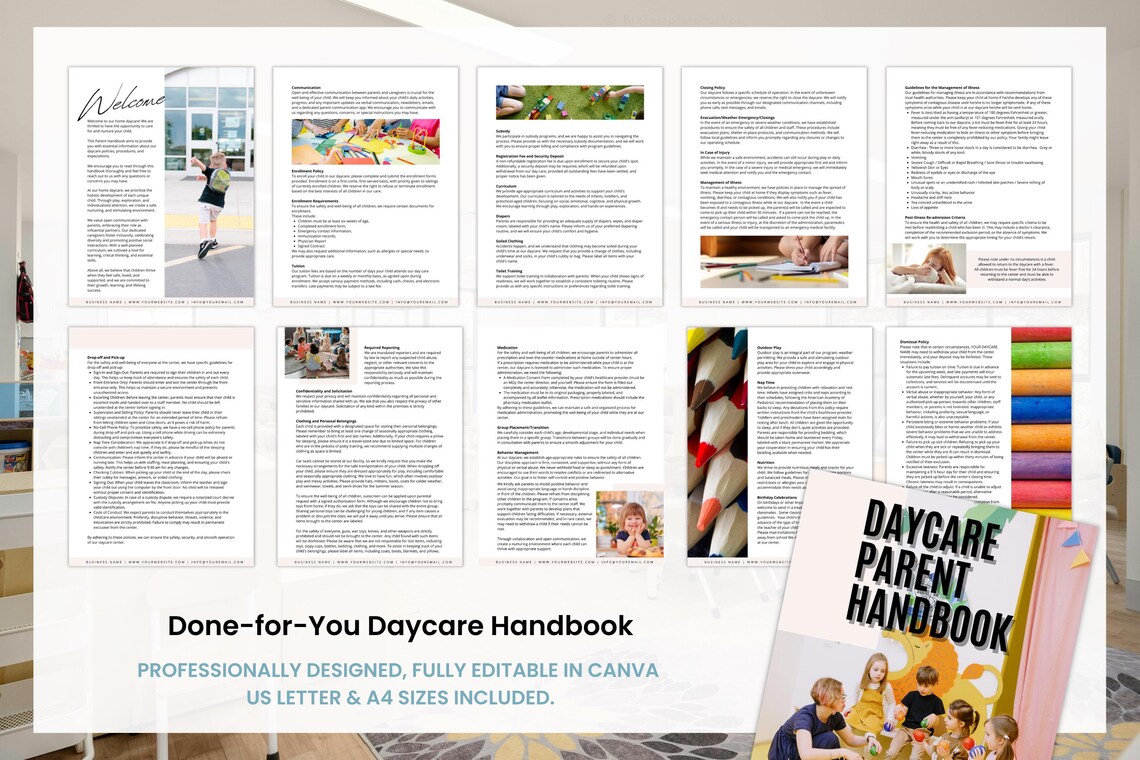 Editable Daycare Parent Handbook Template, Home Daycare Policies ...
