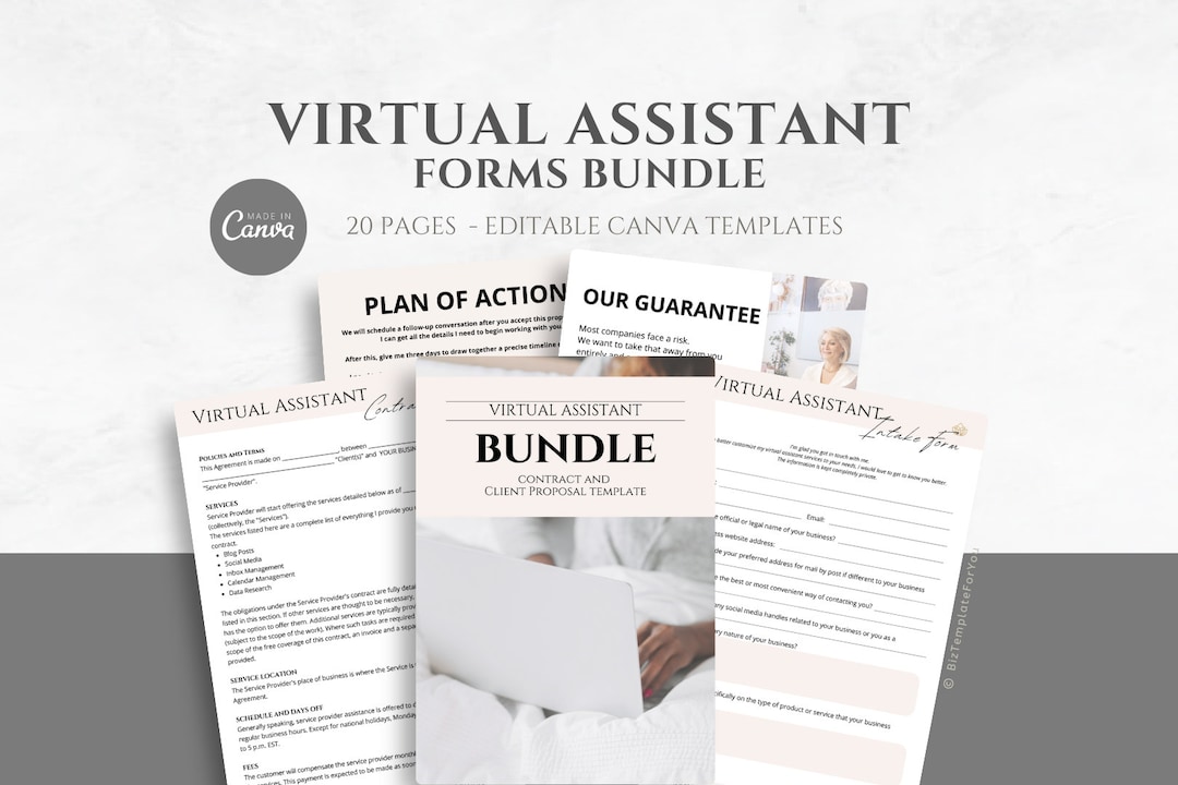 Editable Virtual Assistant Intake Form, Contract & Proposal Templates ...