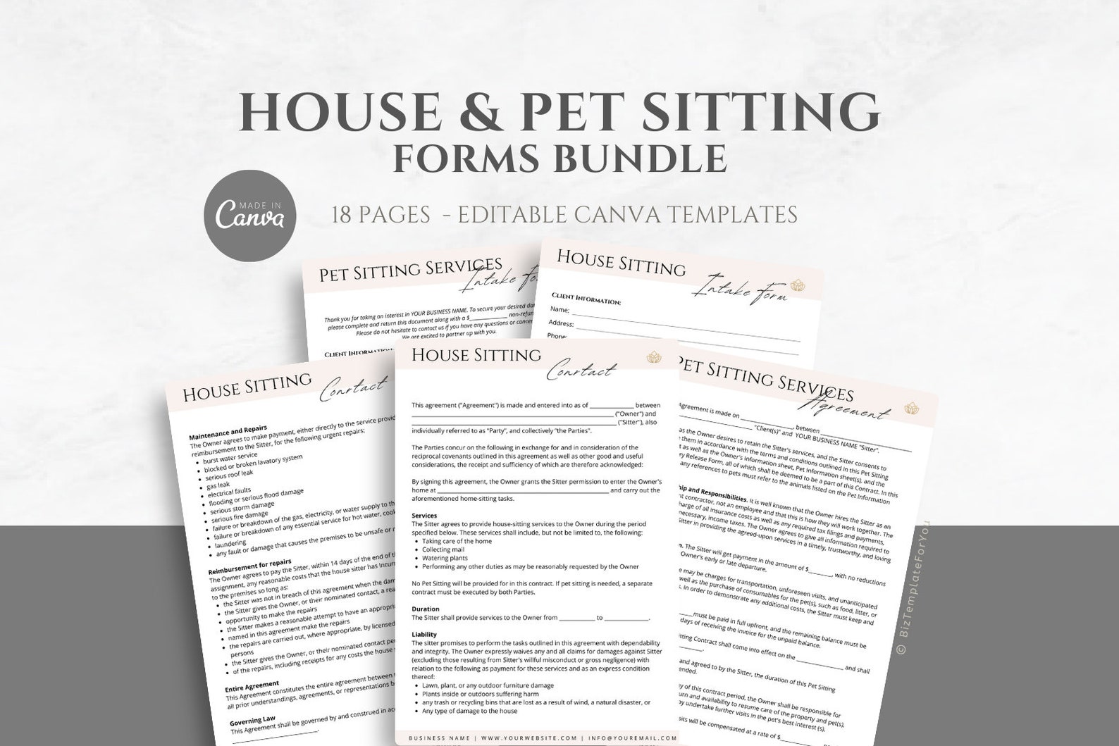 Editable House and Pet Sitting Contract Bundle, House & Pet Sitter ...
