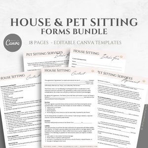 Editable House and Pet Sitting Contract Bundle, House & Pet Sitter ...