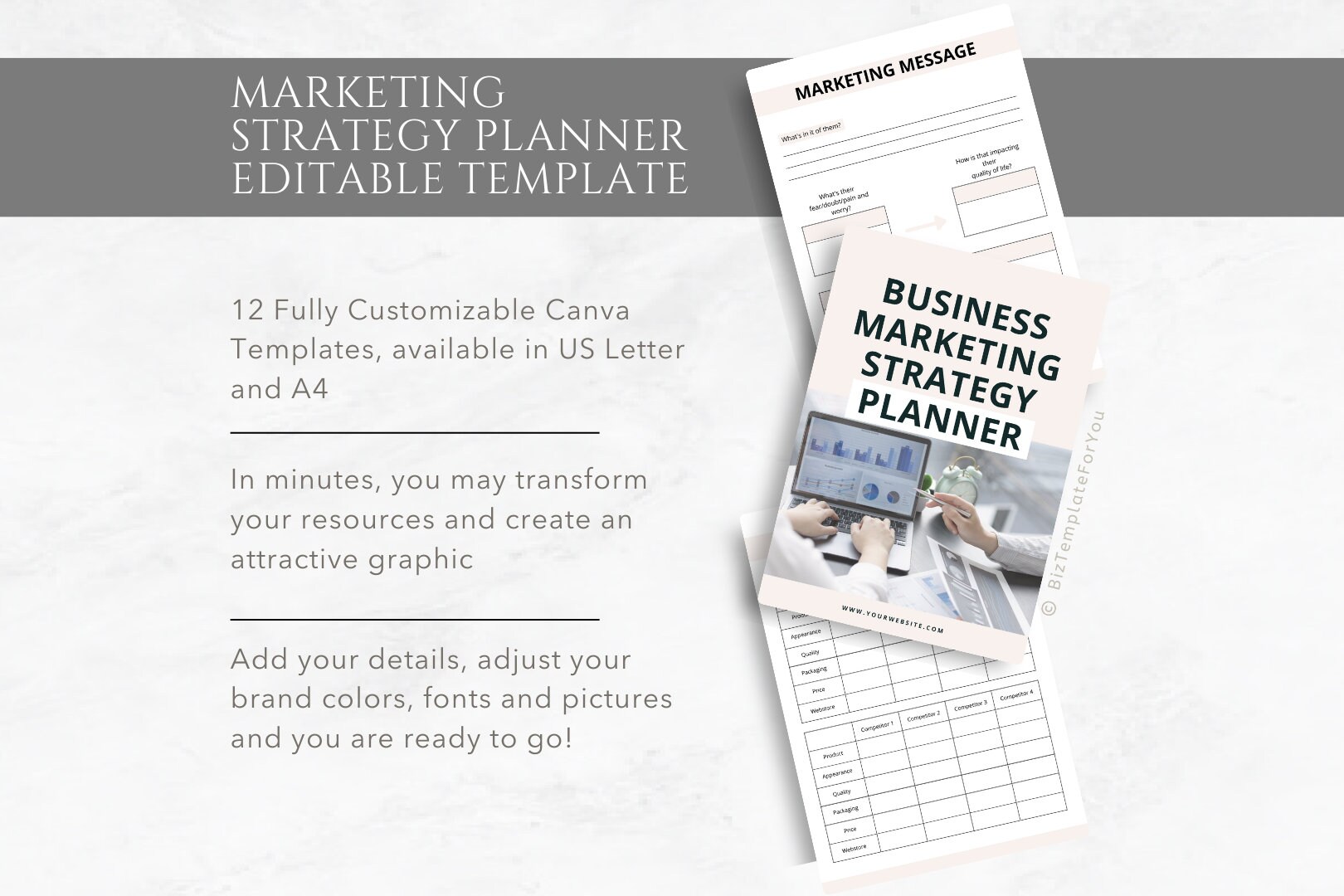 Editable Marketing Strategy Planner Template Business - Etsy