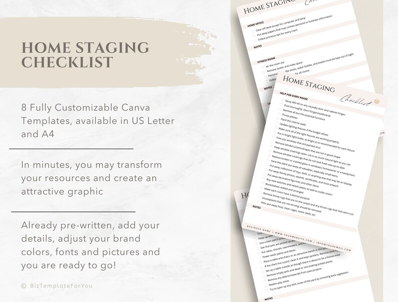 Editable Home Staging Checklist Property Staging Checklist - Etsy