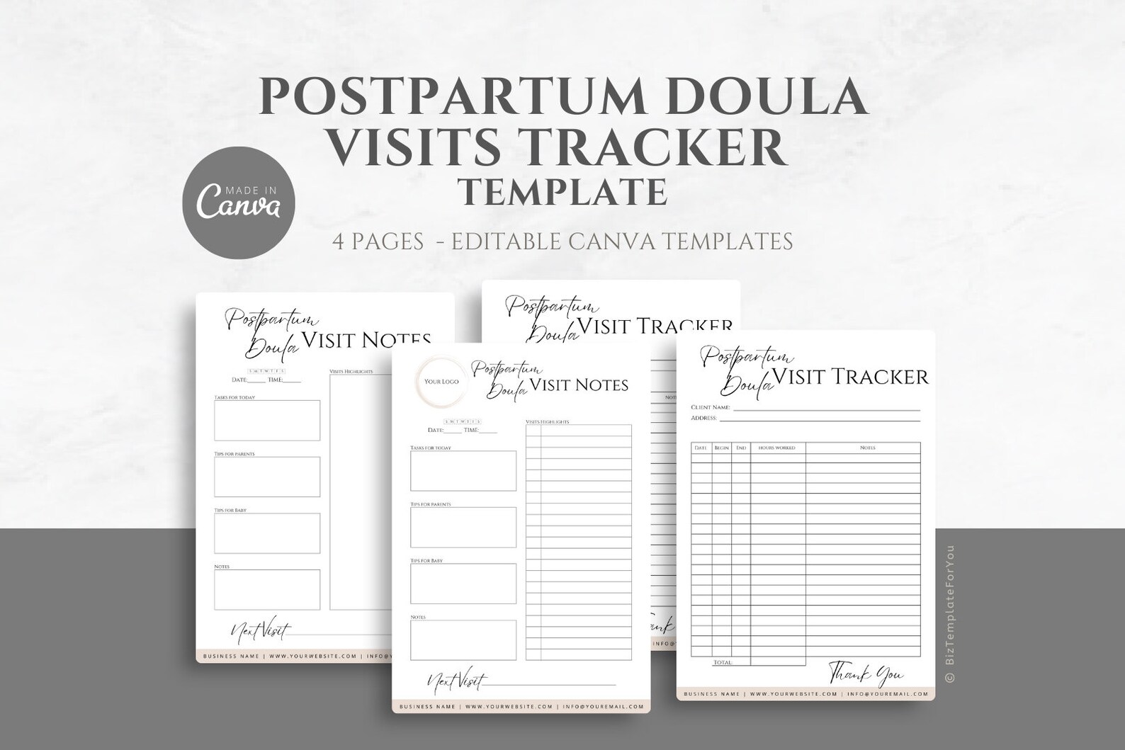 Editable Postpartum Doula Visits Notes and Tracker Templates. Doula Log ...