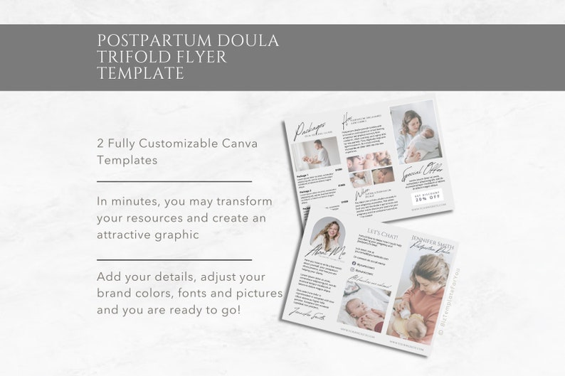 Editable Postpartum Doula Brochure Template, Printable Postpartum Doula ...
