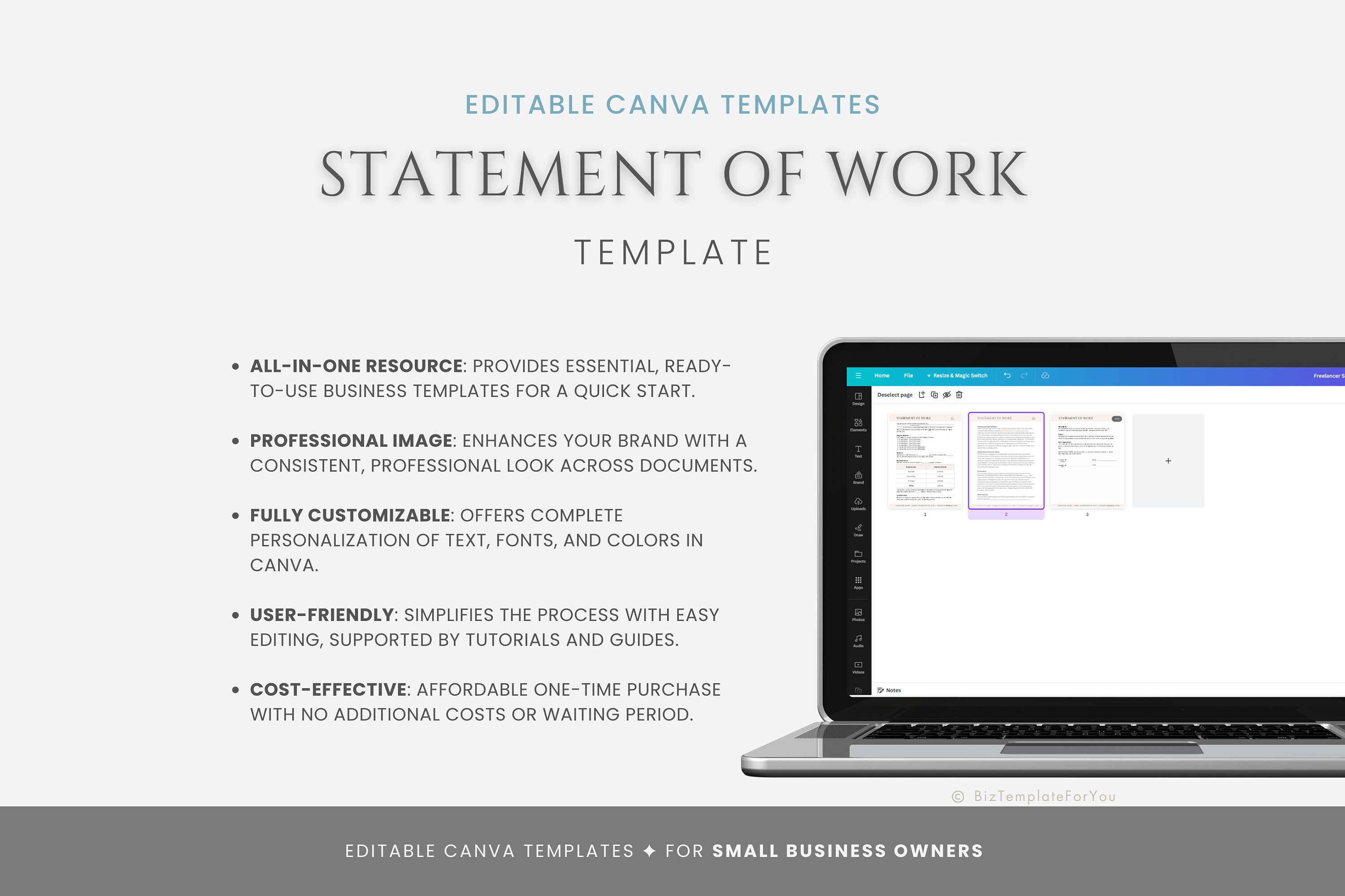 Editable Statement of Work Template, Scope of Work, Freelancer SOW ...