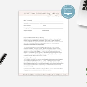 Editable IV Infusion Consent Form Template, IV Infusion Therapy ...