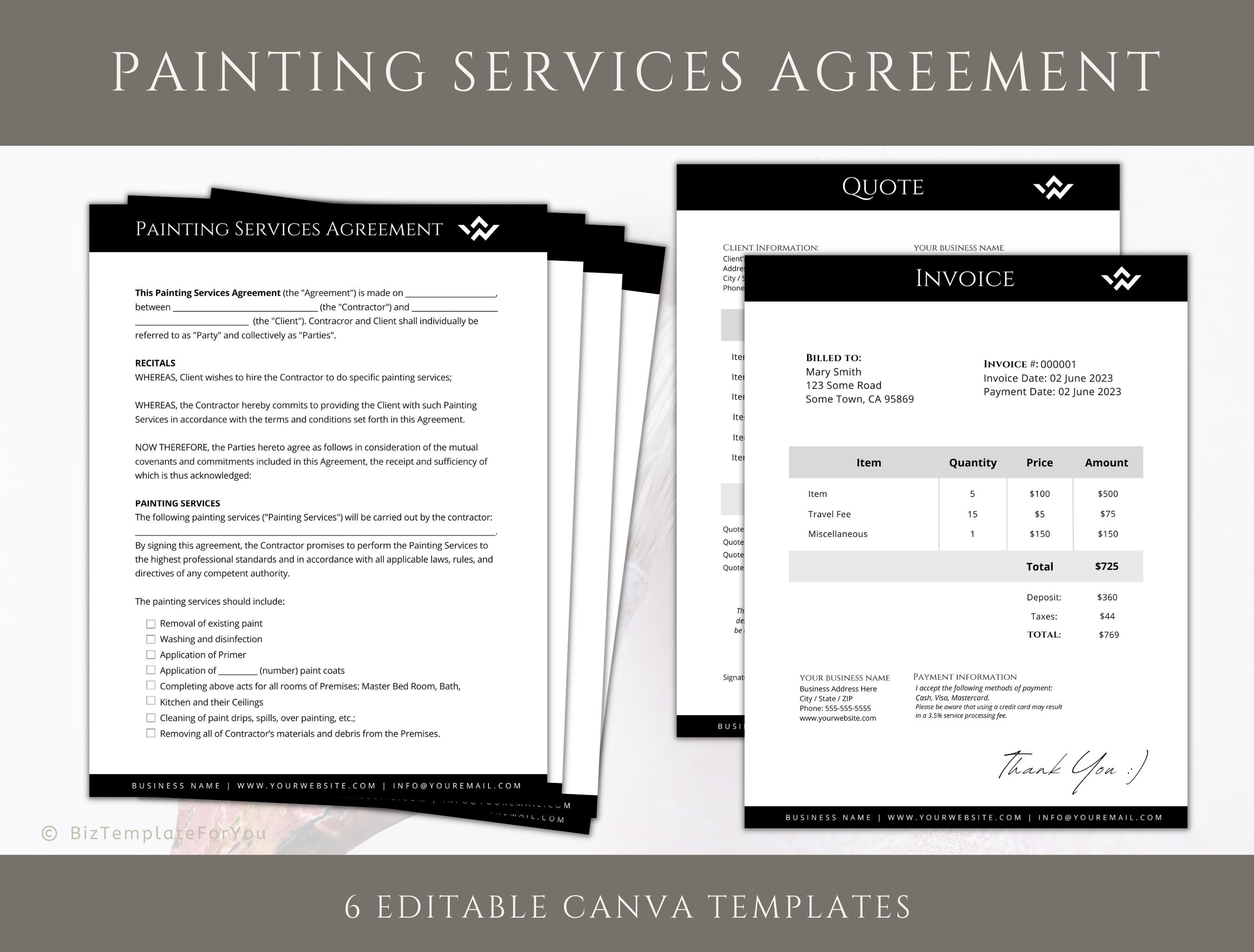 Editable Painting Contract Template Professional Painting - Etsy