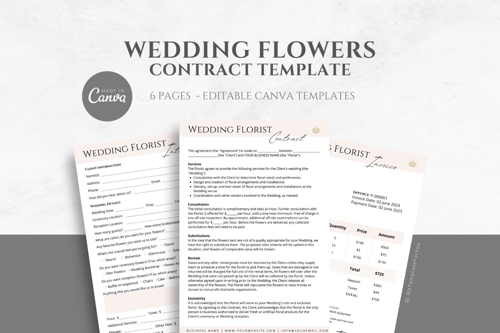 Editable Wedding Florist Contract Template, Flower Arrangements Service ...