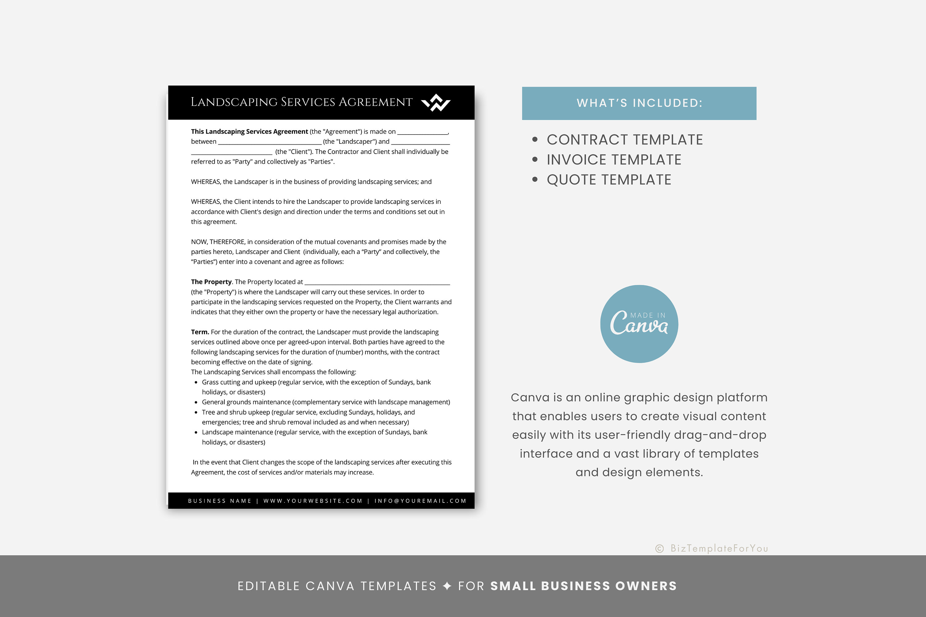 Editable Landscaping Contract Template, Professional Landscaping ...