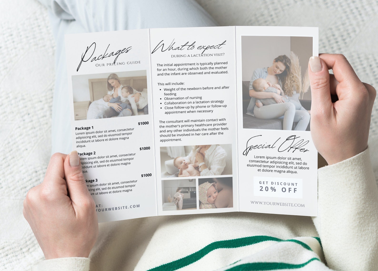 Editable Lactation Consultant Trifold Brochure Template, Doublesided ...