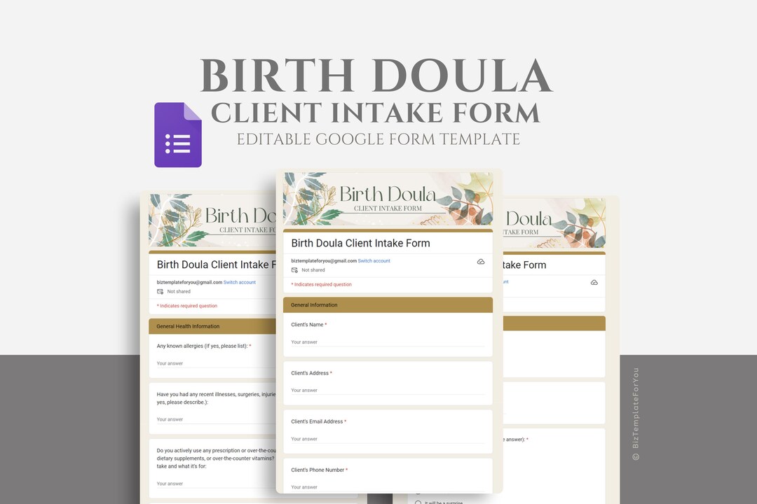 Editable Birth Doula Client Intake Form Template, Doula Business Forms ...
