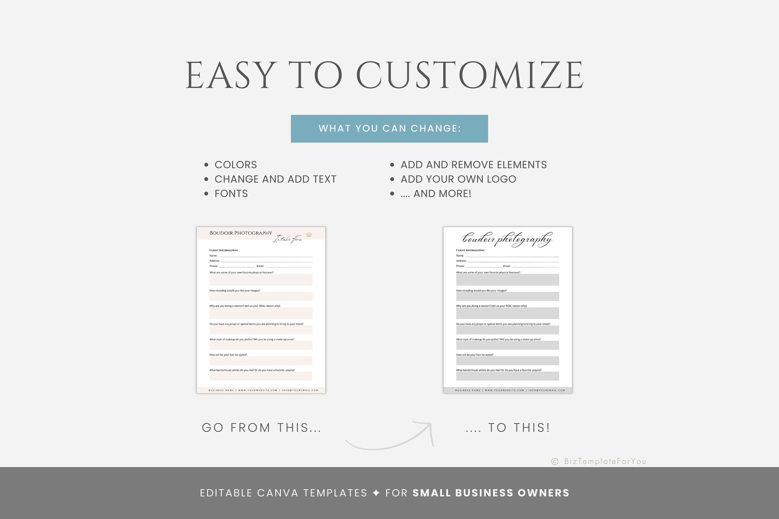 Editable Boudoir Photography Questionnaire Template. Boudoir Session ...