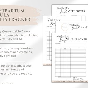 Editable Postpartum Doula Visits Notes and Tracker Templates. - Etsy