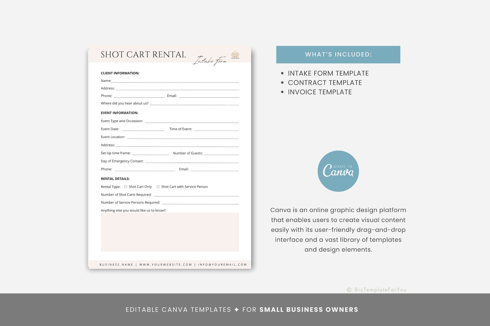 Editable Shot Cart Service Contract Template, Shot Cart Rental Service ...