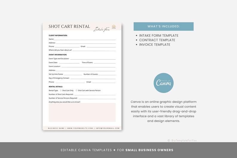 Editable Shot Cart Service Contract Template, Shot Cart Rental Service ...