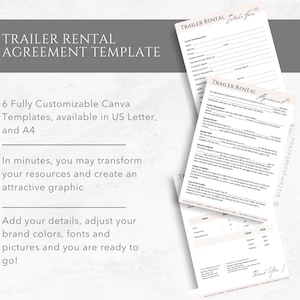 Editable Trailer Rental Agreement Template, Trailer Rental Contract ...
