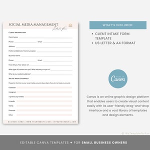 Editable Social Media Manager Client Intake Form Template, Freelance ...