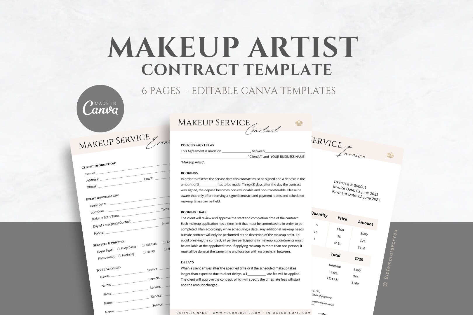 Editable Makeup Artist Contract Template Freelance Makeup - Etsy
