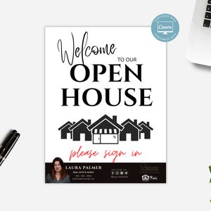 Open House Bundle - Welcome Signs and Sign in Sheet Template, Real ...