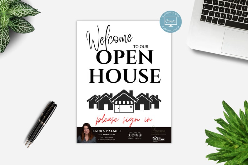 Open House Bundle - Welcome Signs and Sign in Sheet Template, Real ...