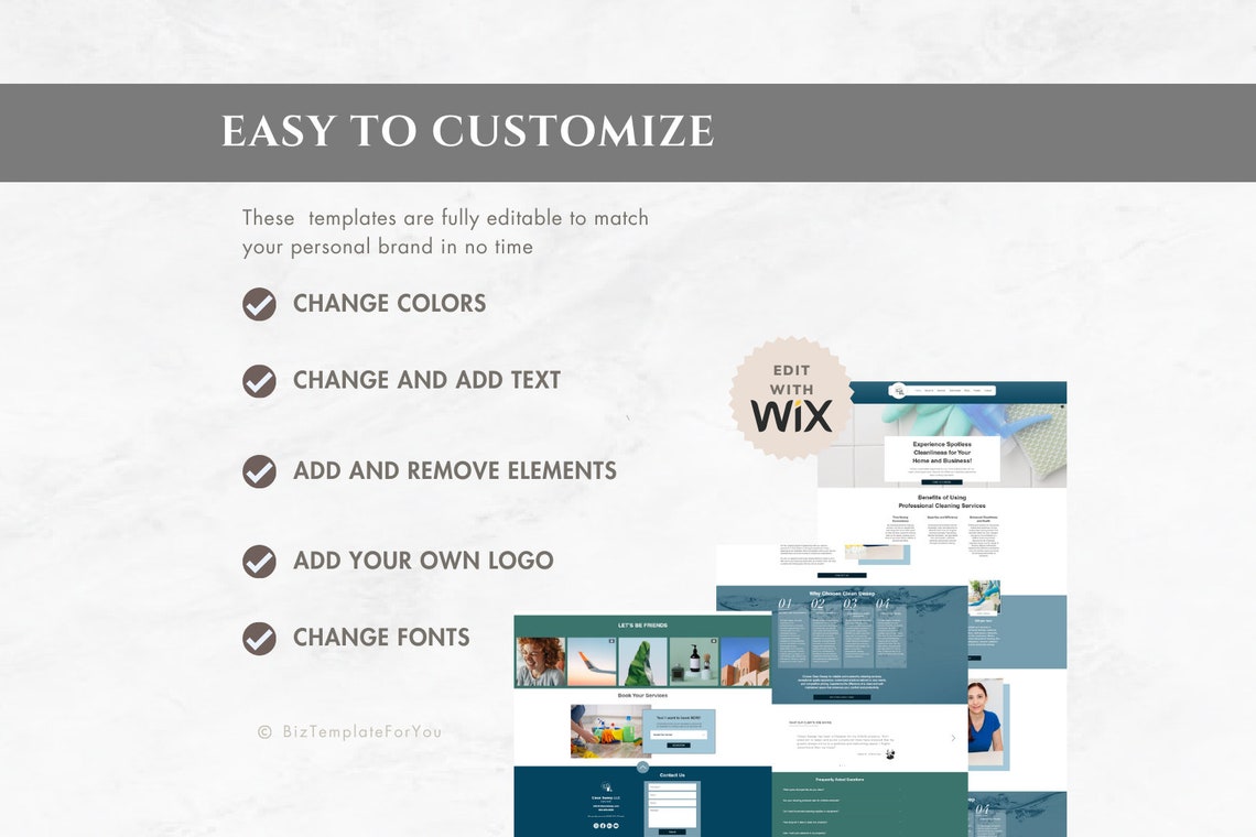 Editable Cleaning Business Website Template Customizable Wix - Etsy