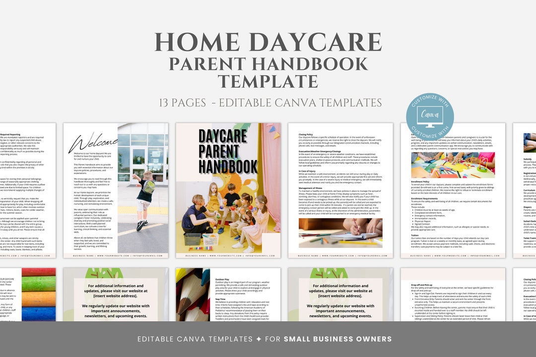 Editable Daycare Parent Handbook Template, Parent Handbook for Home ...