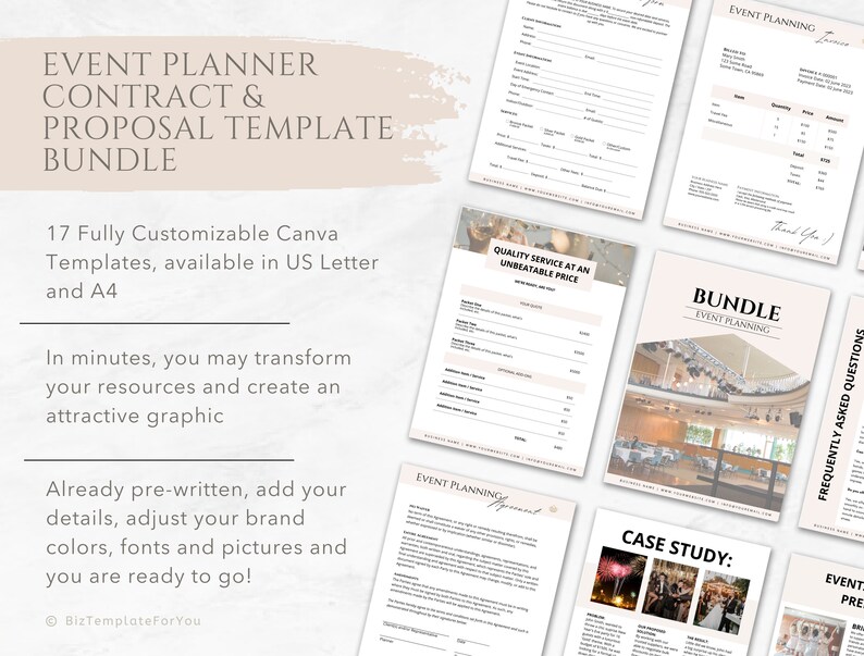 Editable Event Planner Contract & Proposal Template Bundle - Etsy