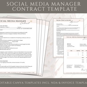 Editable Social Media Manager Contract Template Freelance - Etsy