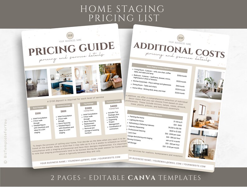 Editable Home Staging Pricing List Template Property Staging - Etsy