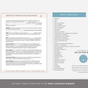 Editable Month to Month Lease Agreement Template, Monthly Rental ...