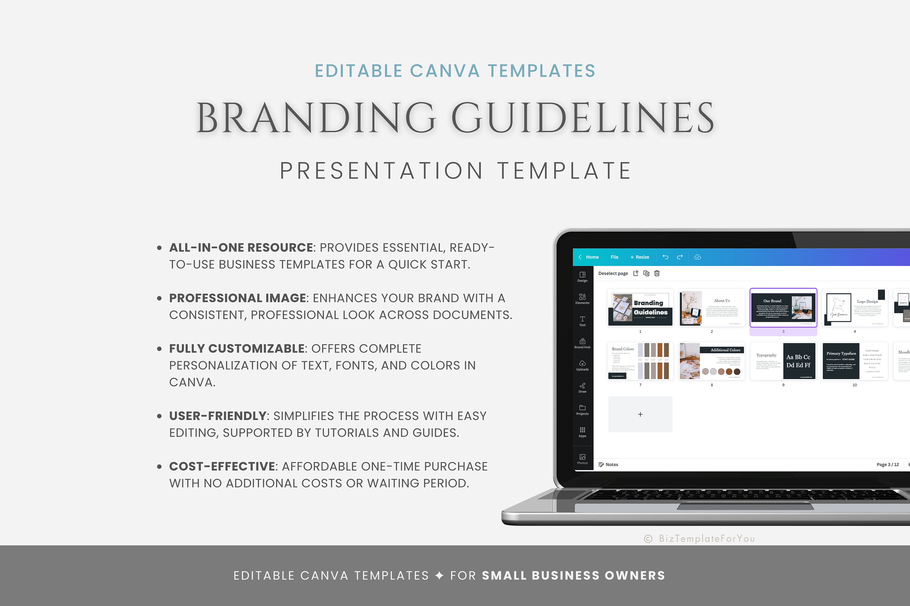 Editable Brand Guidelines Template, Branding Kit, Branding Design ...
