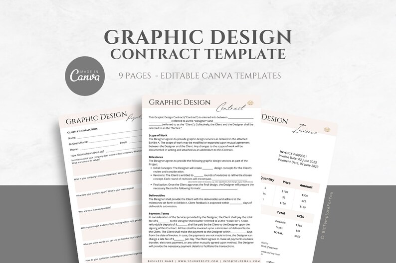 Editable Graphic Design Contract Template, Incl. Intake Form and ...