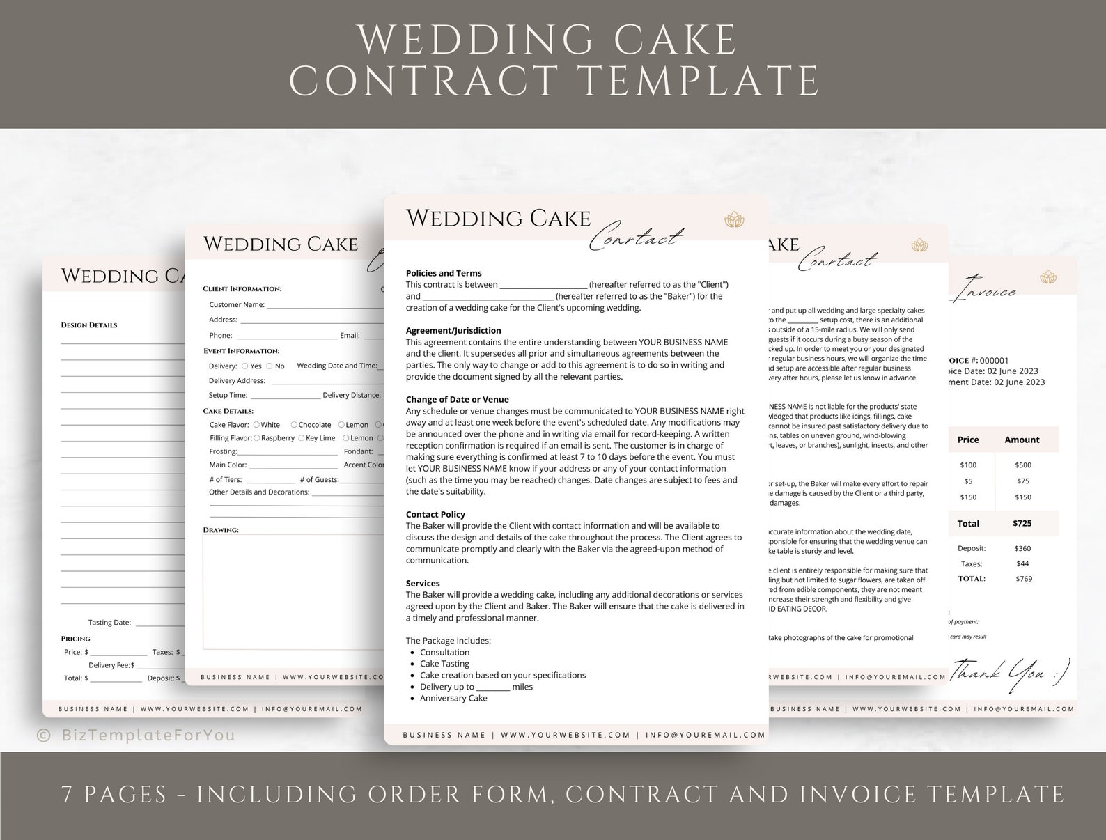 Editable Wedding Cake Contract Template Wedding Cake Order - Etsy