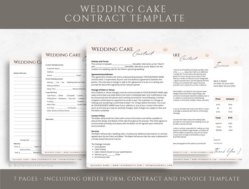Editable Wedding Cake Contract Template Wedding Cake Order - Etsy