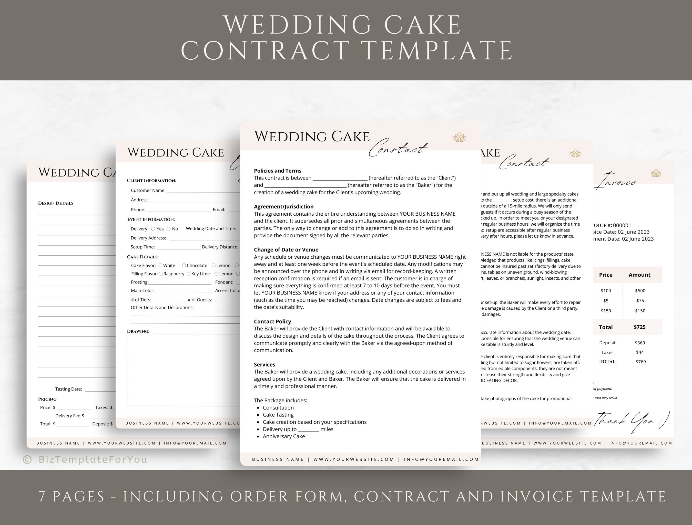 Editable Wedding Cake Contract Template Wedding Cake Order - Etsy Australia