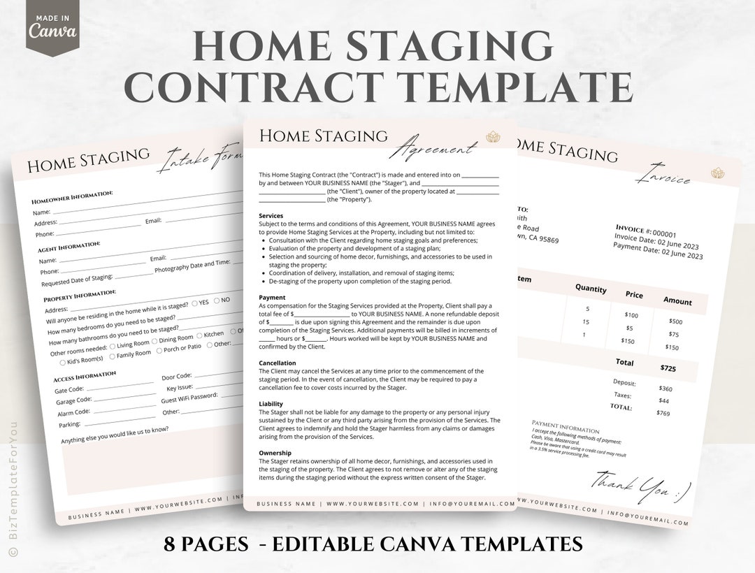 Editable Home Staging Contract Template Property Staging - Etsy
