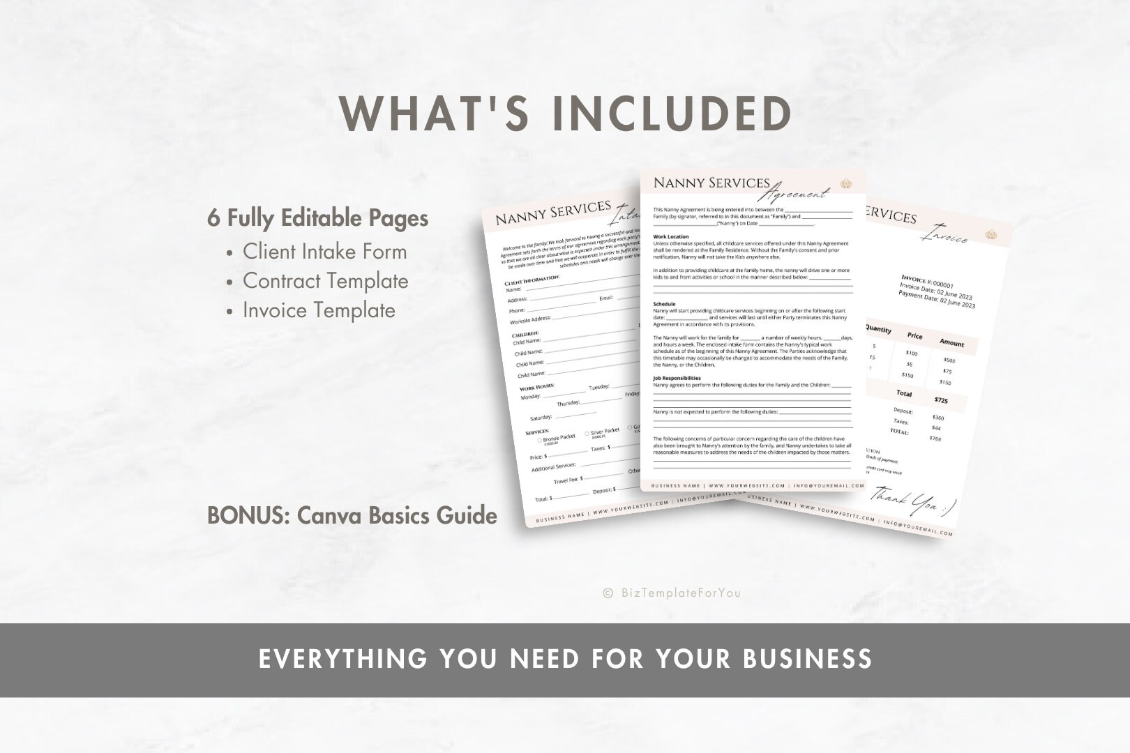 Editable Nanny Contract Template, Nanny Intake Form, Babysitter Service ...