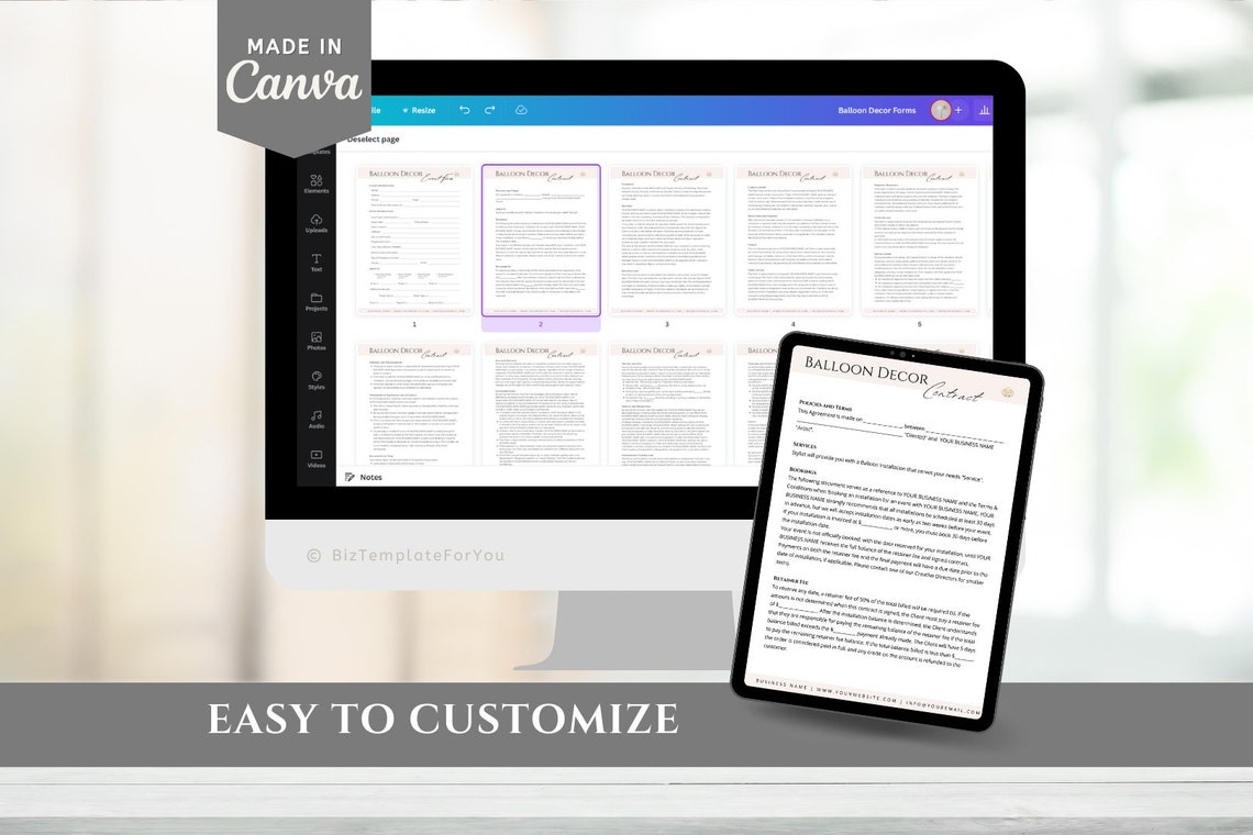 Editable Balloon Decor Contract Template, Freelance Balloon Artist ...