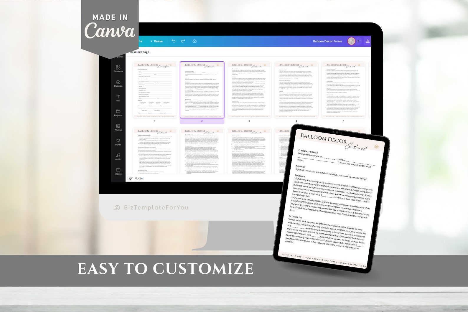 Editable Balloon Decor Contract Template, Freelance Balloon Artist ...
