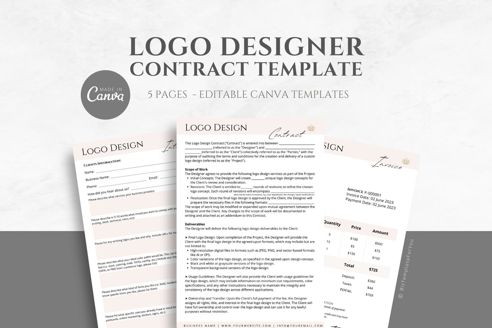 Editable Logo Designer Contract Template, Freelance Graphic Design ...